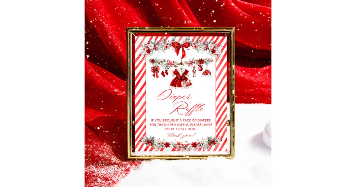 Christmas Baby Clothes Baby Shower Diaper Raffle Poster | Zazzle
