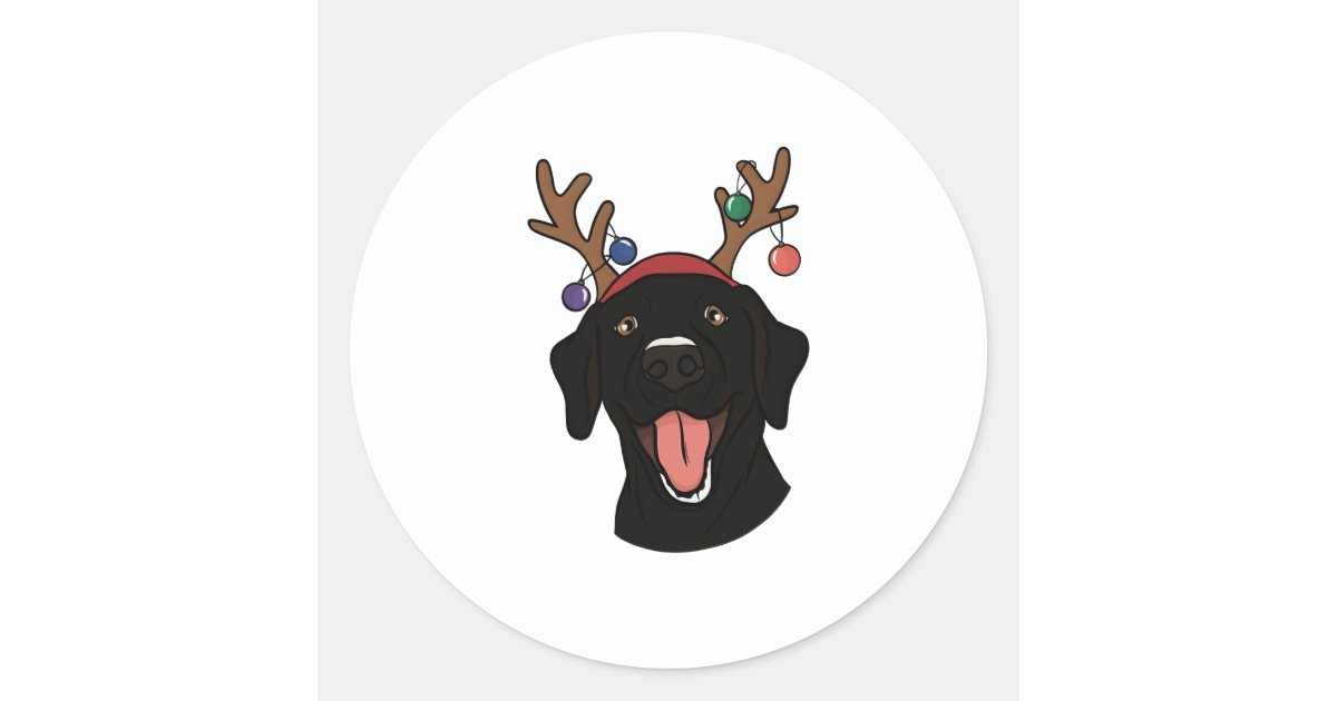 Christmas Black Lab Classic Round Sticker | Zazzle