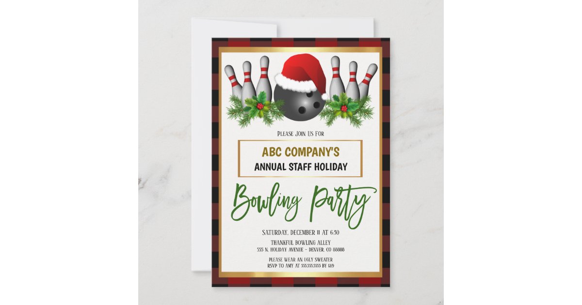 Christmas Bowling Party Invitation | Zazzle