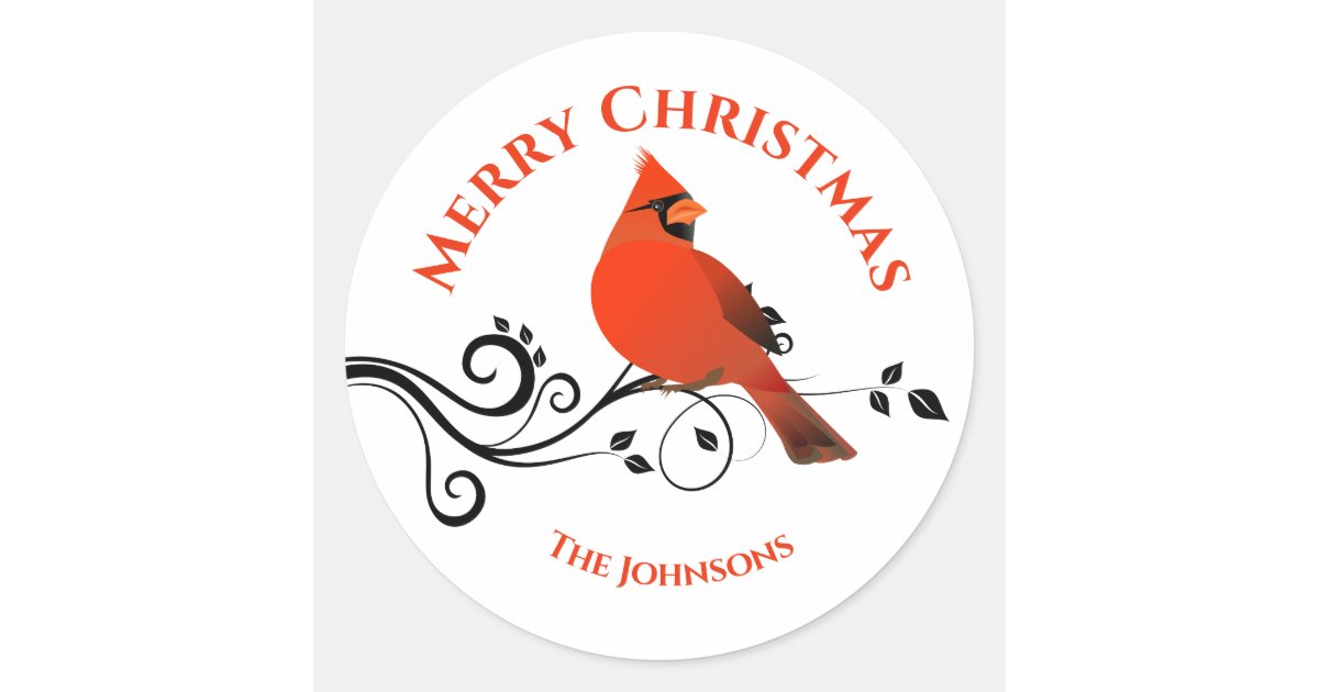 Christmas Cardinal Red Bird Stickers Envelope Seal | Zazzle