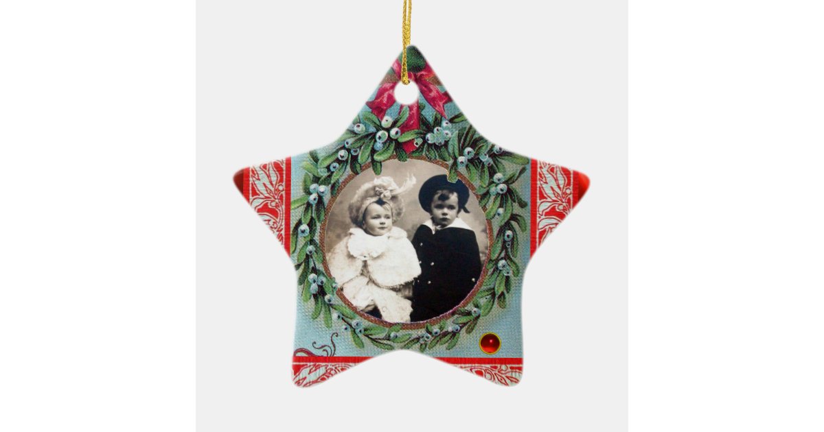 CHRISTMAS CROWN MISTLETOES STAR PHOTO TEMPLATE CERAMIC TREE DECORATION ...