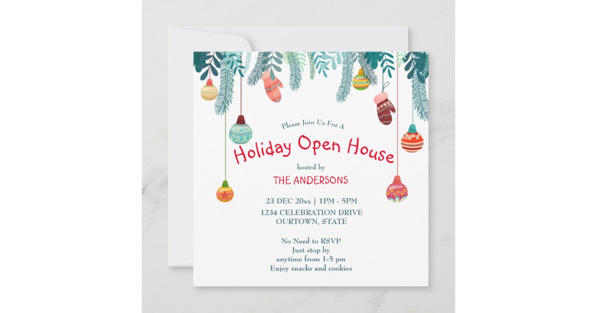 Christmas decoration holiday open house invitation | Zazzle