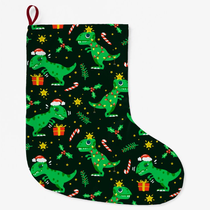 Christmas Dinosaurs Large Christmas Stocking | Zazzle