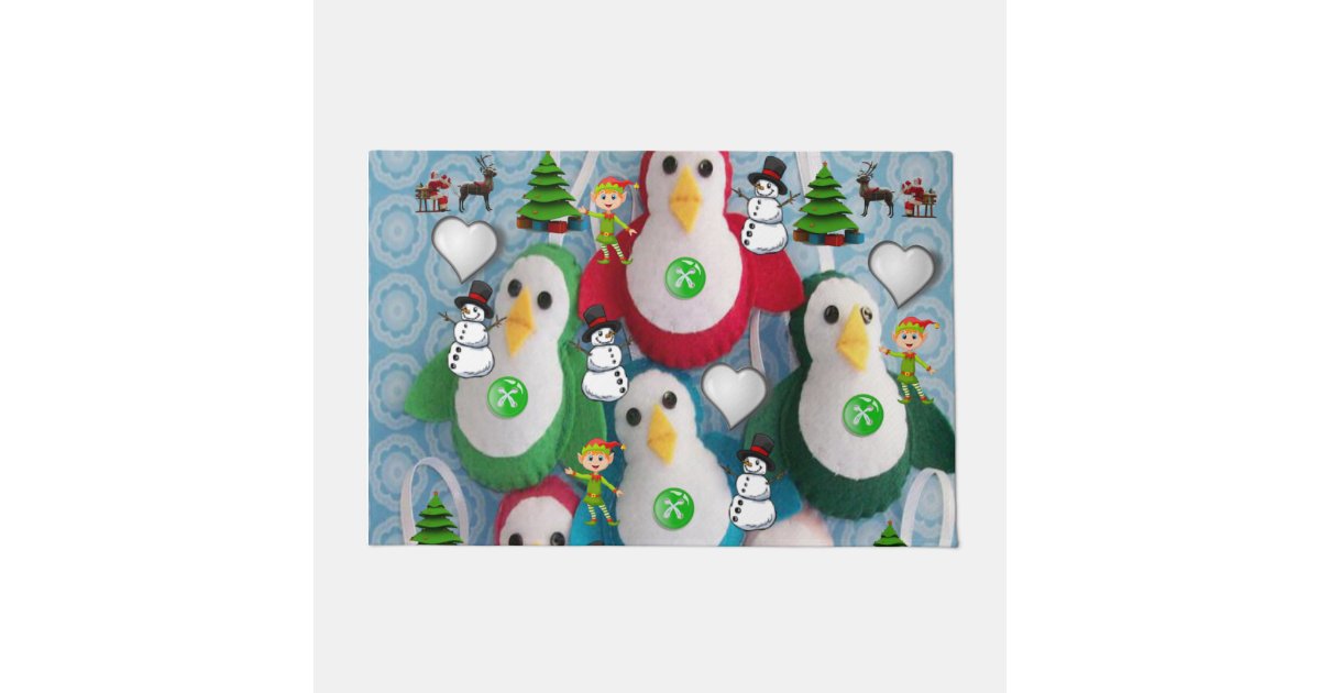 Christmas Door Mat, Penguin Doormat | Zazzle
