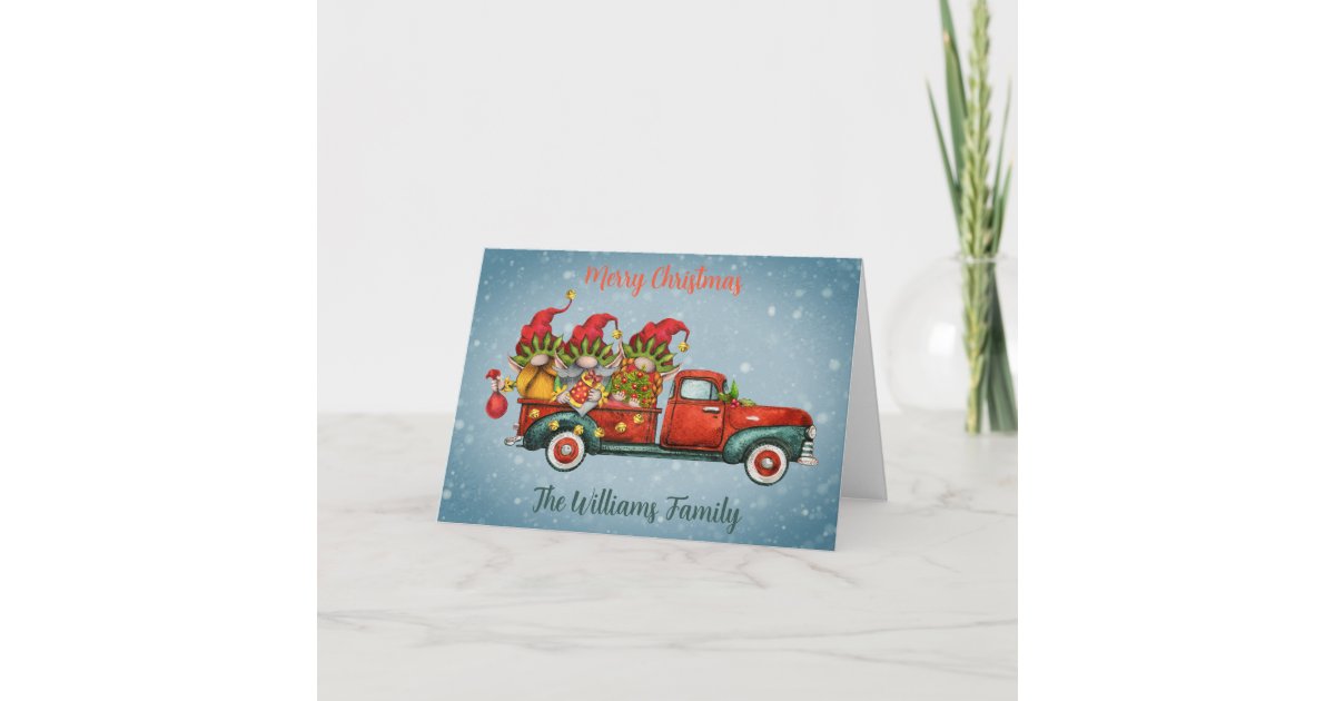 Christmas Elf Truck Thank You Card | Zazzle