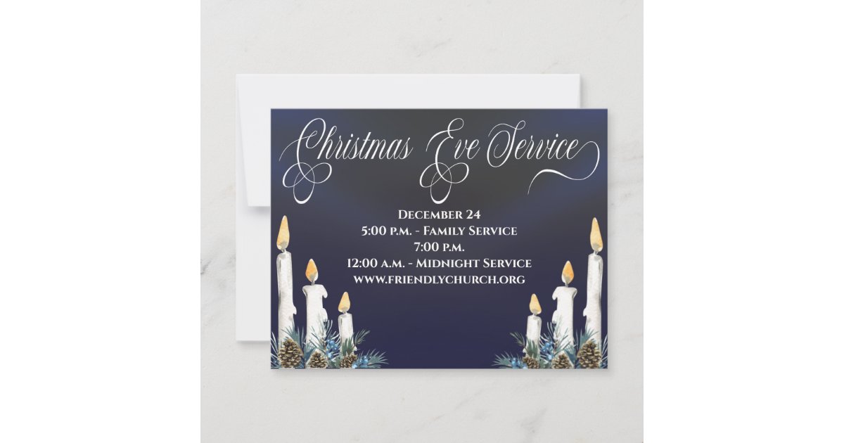 Christmas Eve Candlelight Service Church Invitation | Zazzle