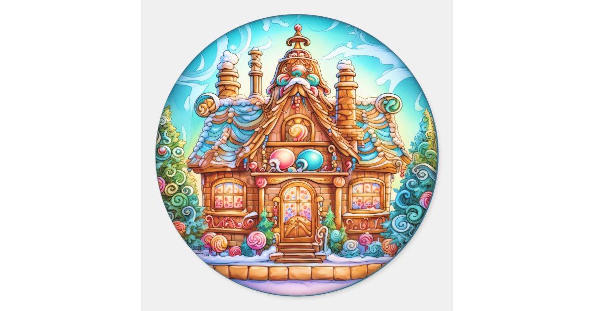 Christmas Gingerbread House Sticker | Zazzle