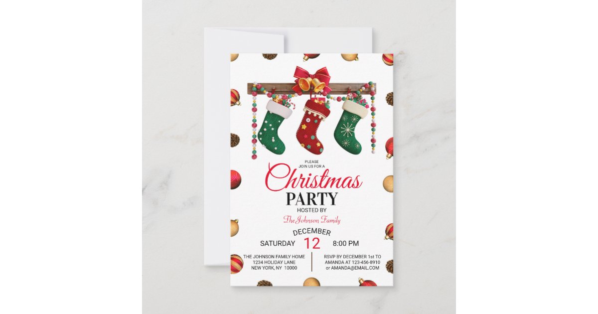 Christmas Holiday Family Party Invitation | Zazzle