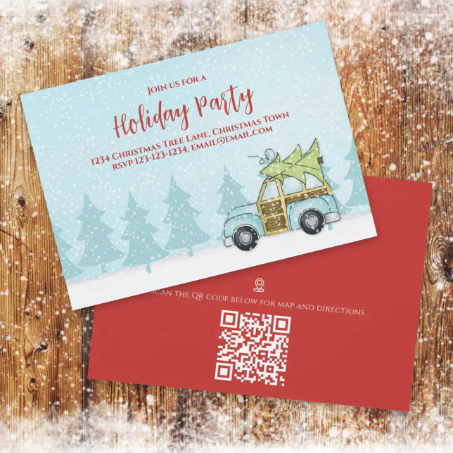 Christmas Holiday Party Winter Festive QR Code Map Invitation | Zazzle