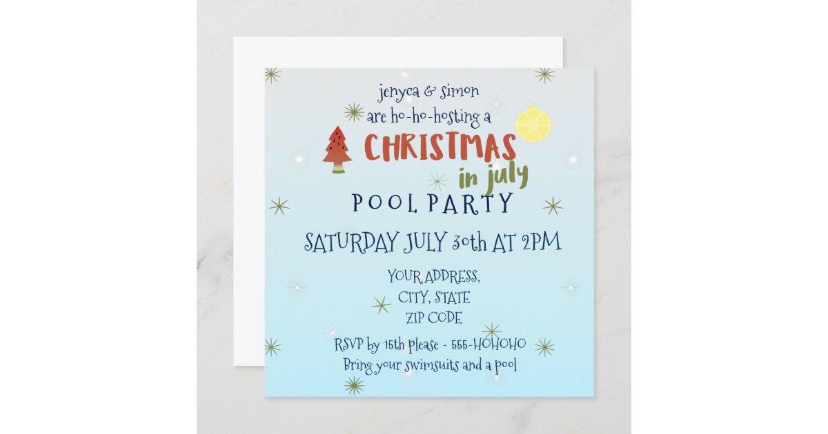 Christmas in July Pool Party Invitation | Zazzle