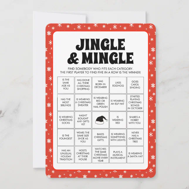 Christmas Jingle & Mingle Bingo Game Holiday Card | Zazzle