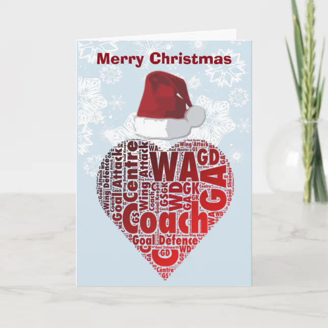 Christmas Love Heart Netball Coach Holiday Card | Zazzle