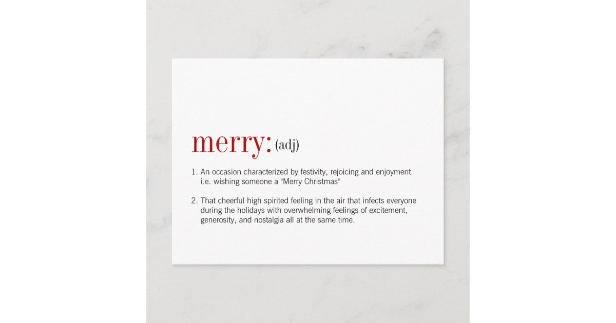 Christmas Merry Definition Holiday Postcard | Zazzle