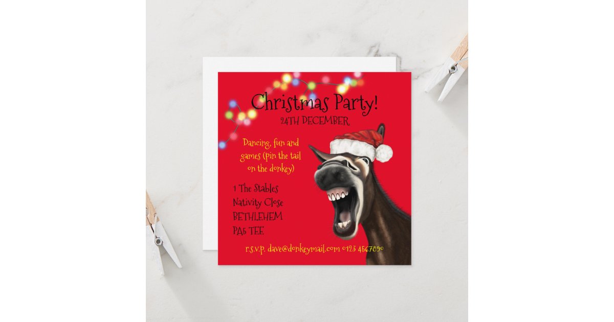 Christmas Party Invitation, Crazy Donkey Invitation | Zazzle