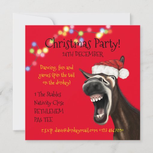 Christmas Party Invitation, Crazy Donkey Invitation | Zazzle