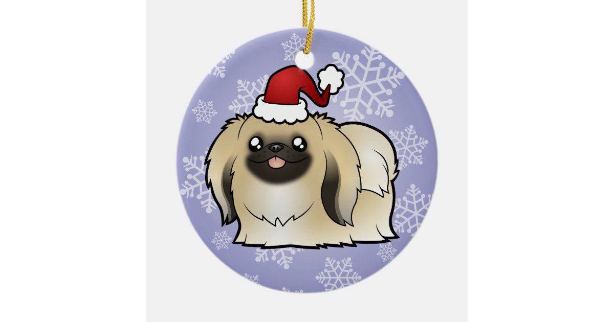 Christmas Pekingese (show cut) Ceramic Tree Decoration | Zazzle