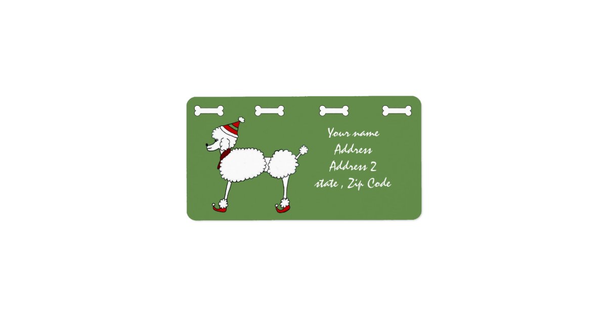 Christmas Poodle dog address labels | Zazzle