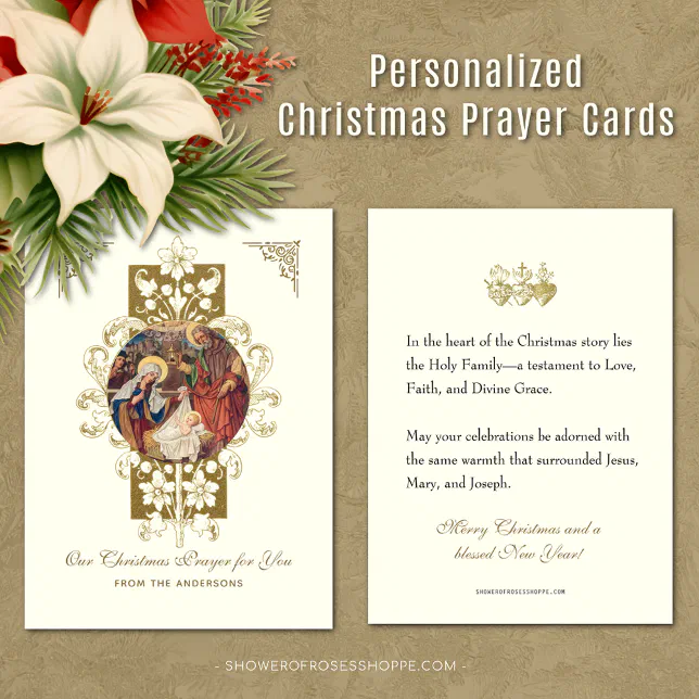 Christmas Prayer Cards Nativity Jesus Mary Joseph | Zazzle