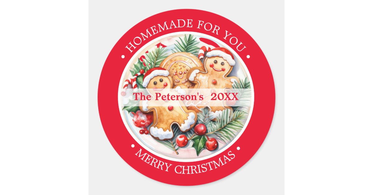 CHRISTMAS Red Baked Goods Cookies Ginger Homemade Classic Round Sticker ...