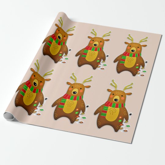 christmas reindeer wrapping paper | Zazzle.co.uk
