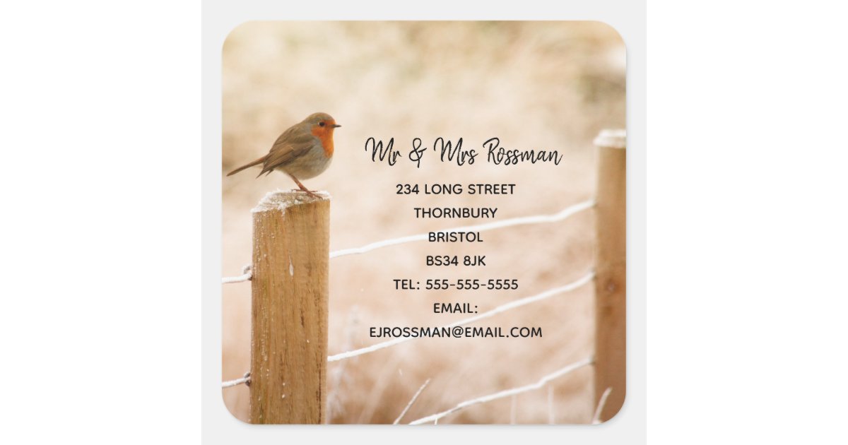 Christmas robin Change of address sticker | Zazzle