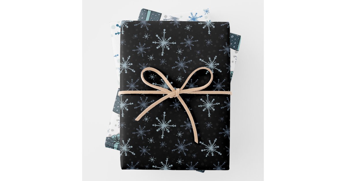 Christmas Snowflakes Subtle Blue Pallet 3 Wrapping Paper Sheet | Zazzle