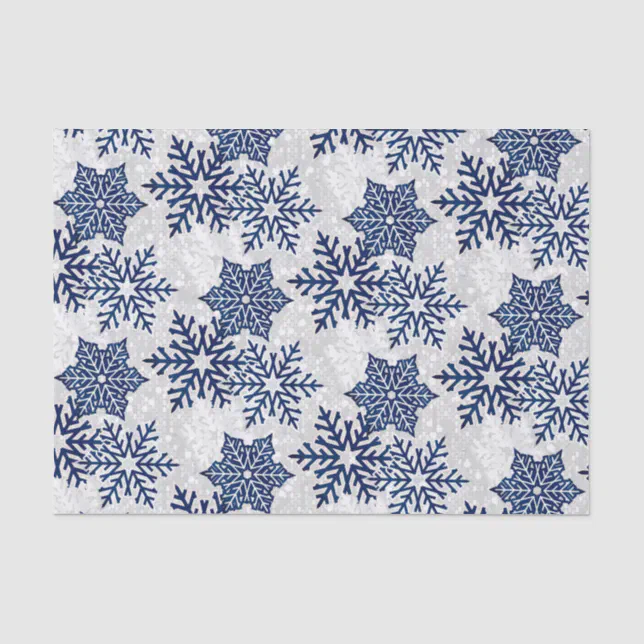 Christmas Sparkle Blue and White Snowflakes Tissue Paper | Zazzle