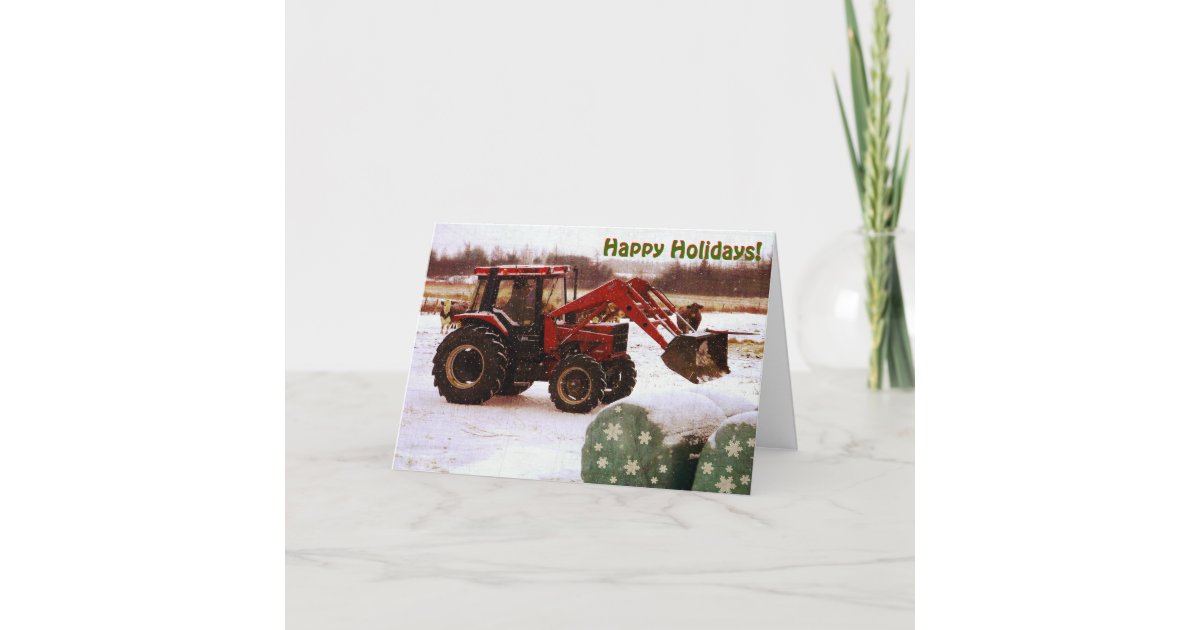 Christmas Tractor Holiday Card | Zazzle
