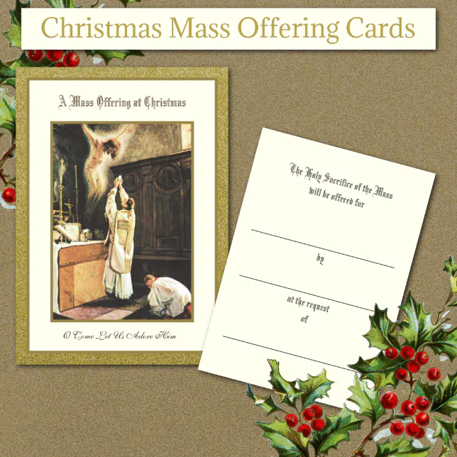 Christmas Traditional Catholic Mass Offering Card | Zazzle