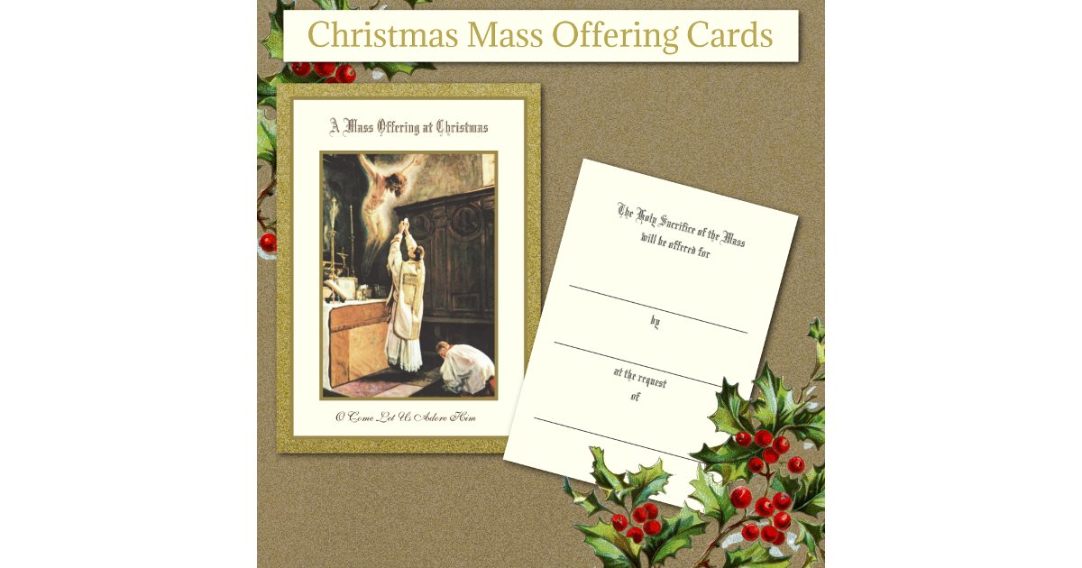 Christmas Traditional Catholic Mass Offering Card | Zazzle