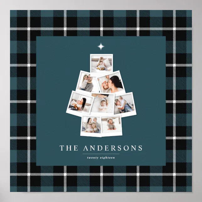 Christmas tree multi photo holiday poster | Zazzle