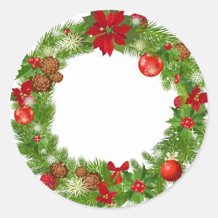 Christmas Wreath Sticker | Zazzle.co.uk