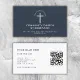 Church Pastor Modern QR code Custom Logo Navy Business Card | Zazzle