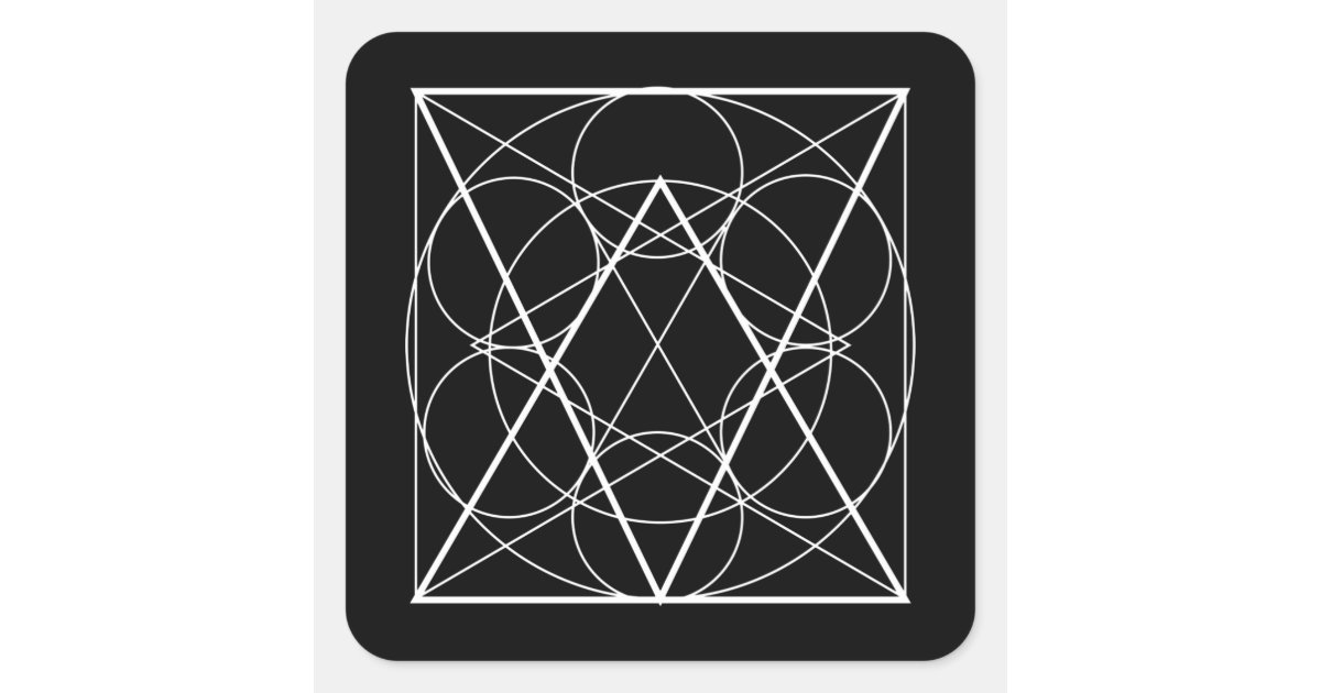 Circles inside square sacred geometry square sticker | Zazzle