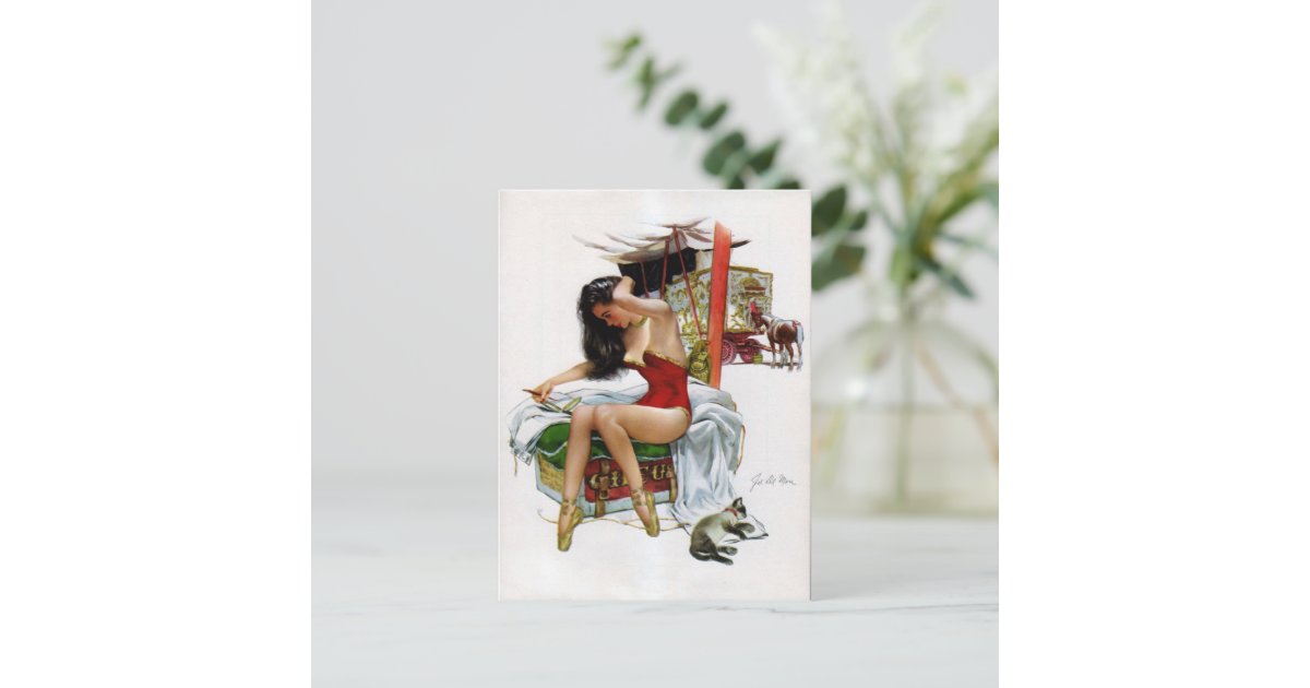Circus Beauty Vintage Art Pin-Up Girl Postcard | Zazzle