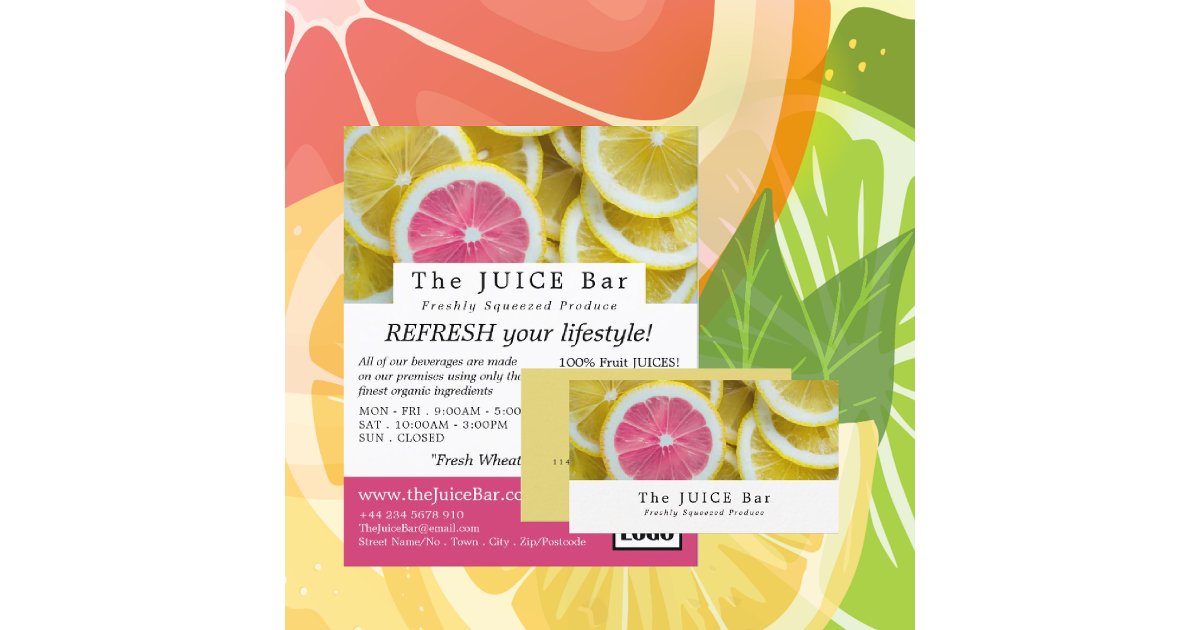 Citrus Grapefruit Slices, Juice Bar Advertising Flyer | Zazzle