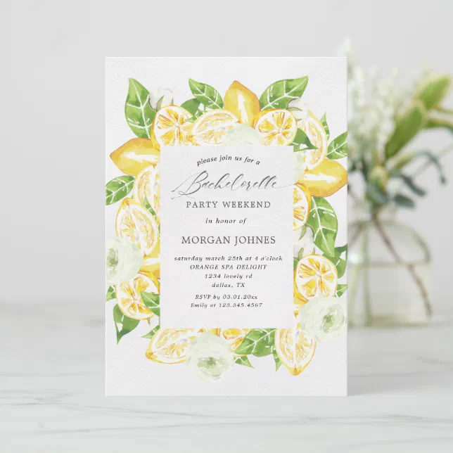 Citrus Lemon Tree Bachelorette Party Invitation | Zazzle