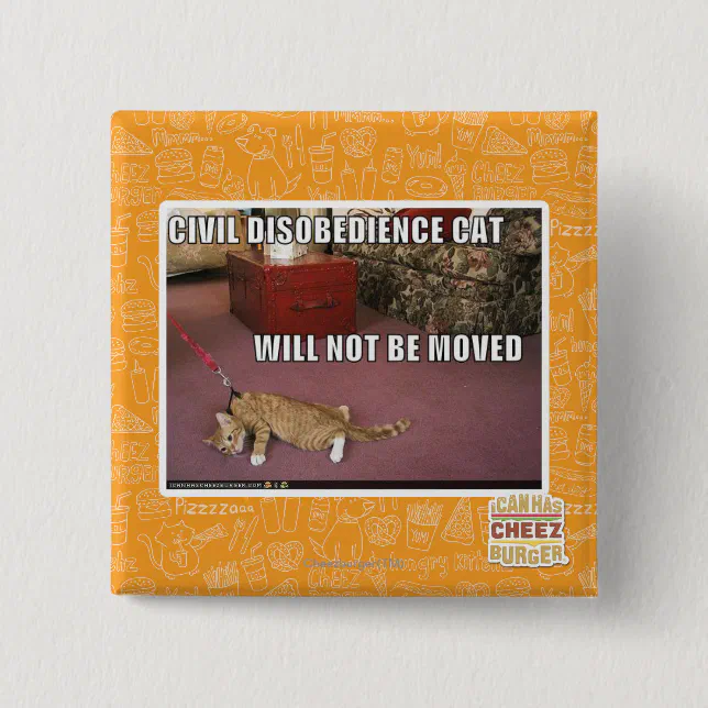 Civil Disobedience Cat 15 Cm Square Badge | Zazzle
