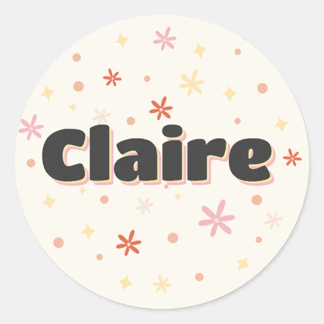 Claire name cute design classic round sticker | Zazzle