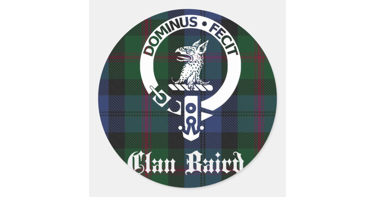 Clan Baird Crest Tartan Classic Round Sticker | Zazzle