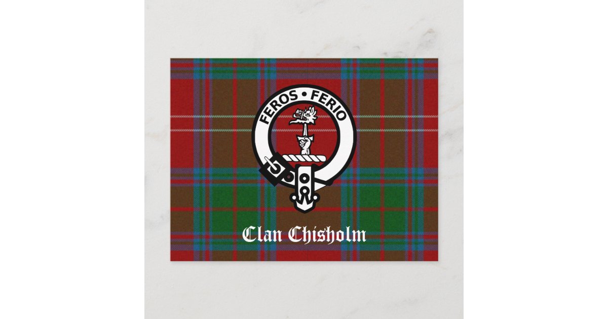 Clan Chisholm Tartan & Crest Badge Postcard | Zazzle