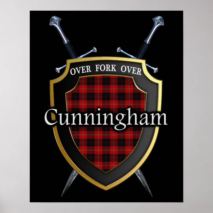 Clan Cunningham Tartan Scottish Shield & Swords Poster | Zazzle