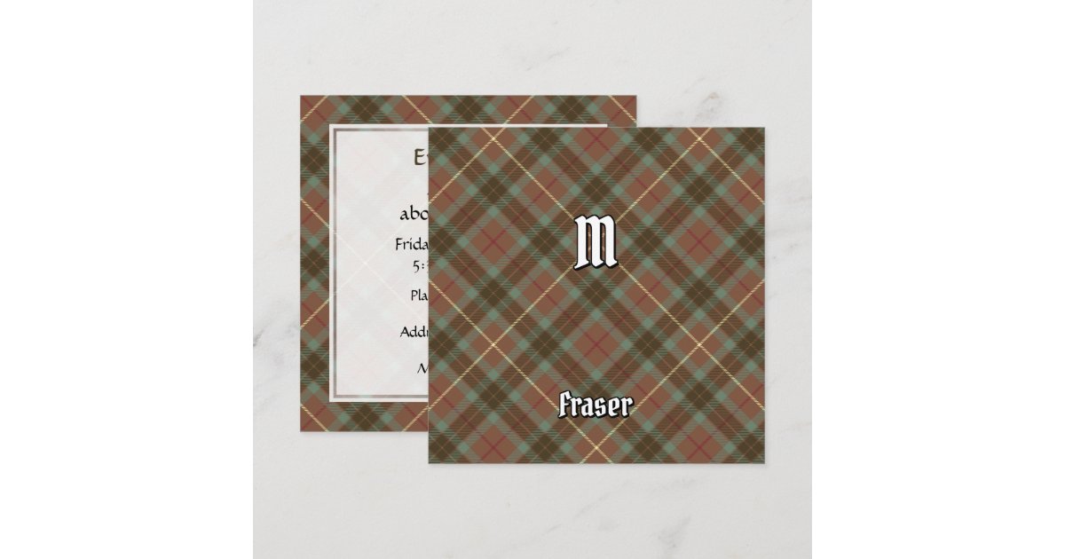 Clan Fraser Weathered Hunting Tartan Invitation | Zazzle