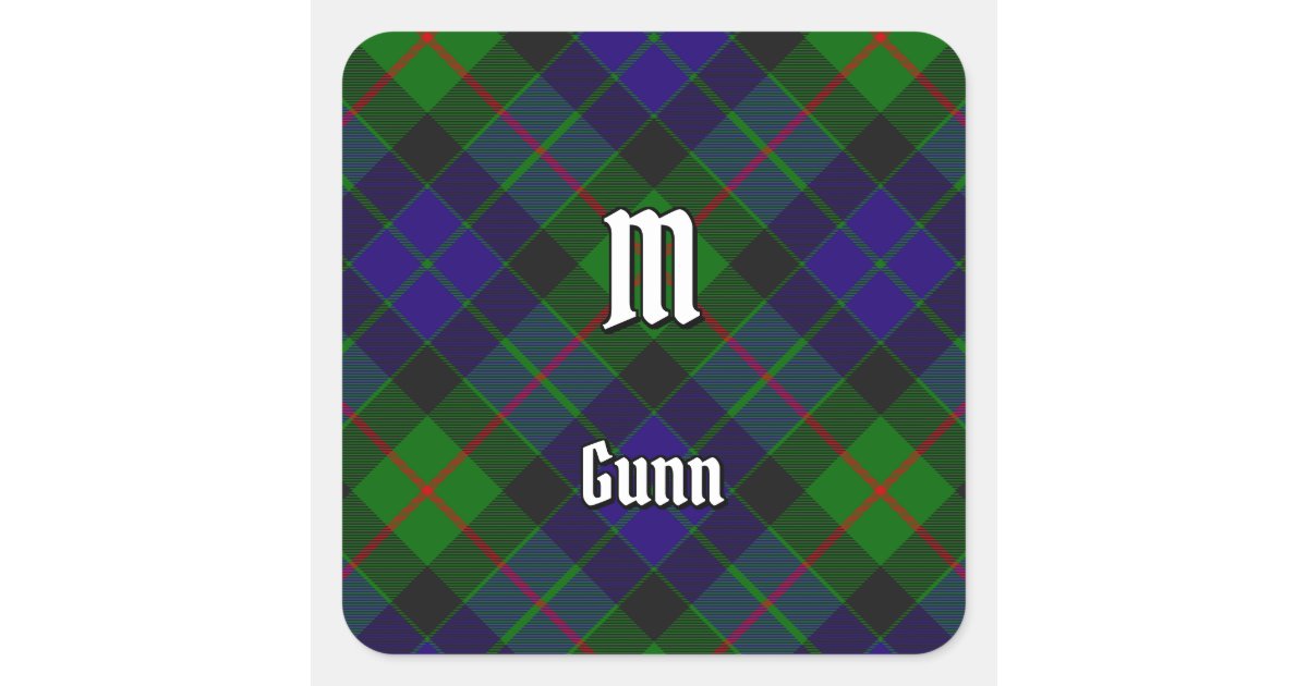 Clan Gunn Tartan Square Sticker | Zazzle