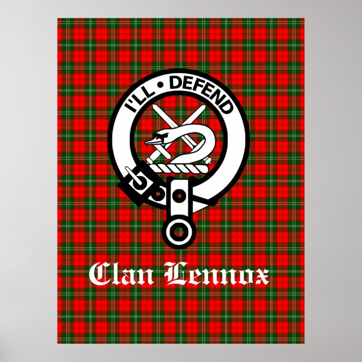 Clan Lennox Crest Badge & Tartan Poster | Zazzle