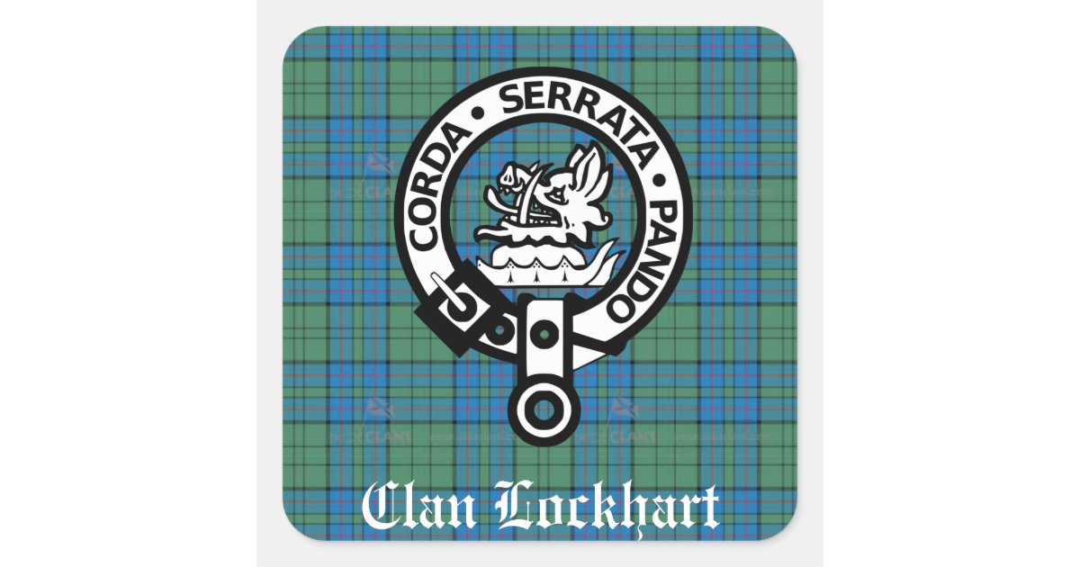 Clan Lockhart Crest Badge & Tartan Square Sticker | Zazzle