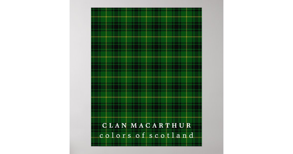 Clan MacArthur Colours of Scotland Tartan Poster | Zazzle