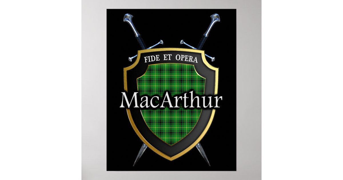Clan MacArthur Tartan Scottish Shield & Swords Poster | Zazzle
