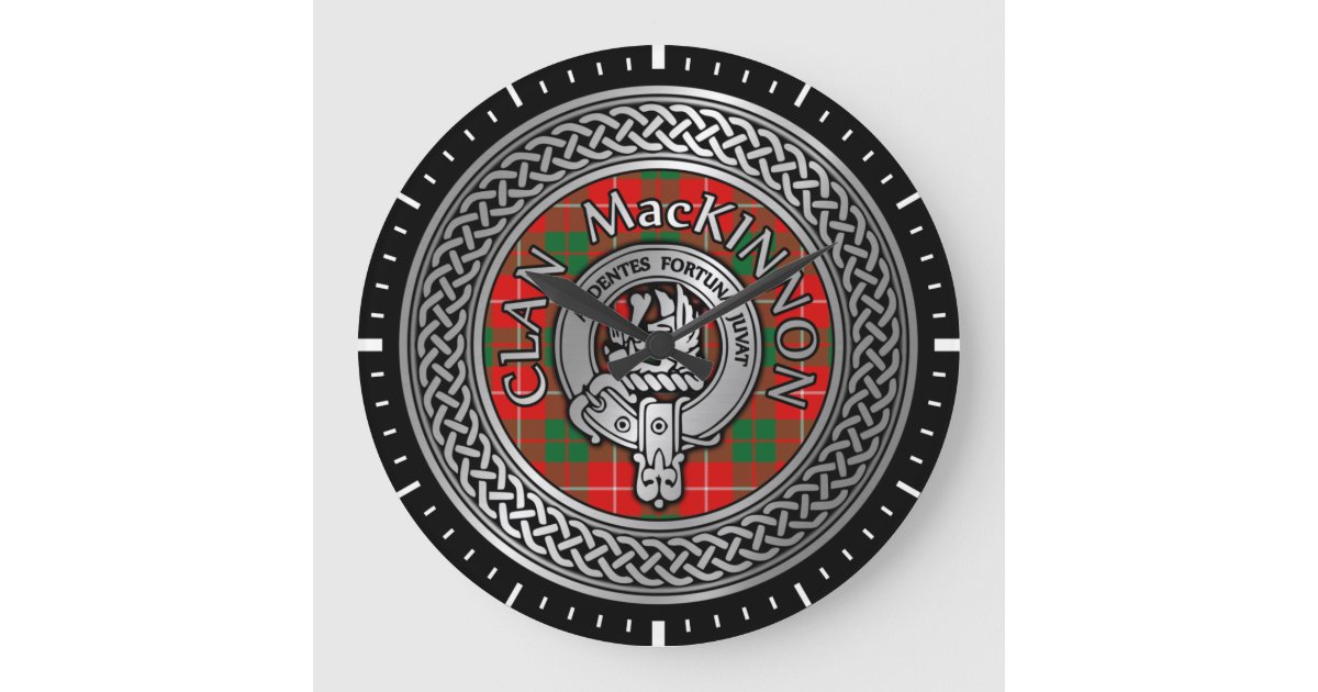 Clan MacKinnon Crest & Tartan Knot Large Clock | Zazzle