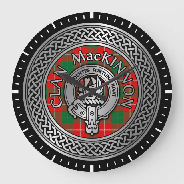 Clan MacKinnon Crest & Tartan Knot Large Clock | Zazzle